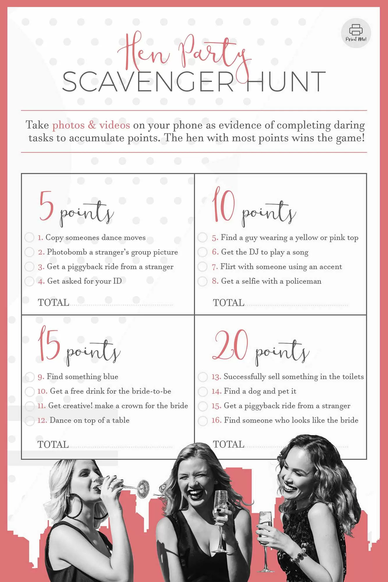 Hen Party Scavenger Hunt Game | 20 Unique Treasure Hunt Ideas
